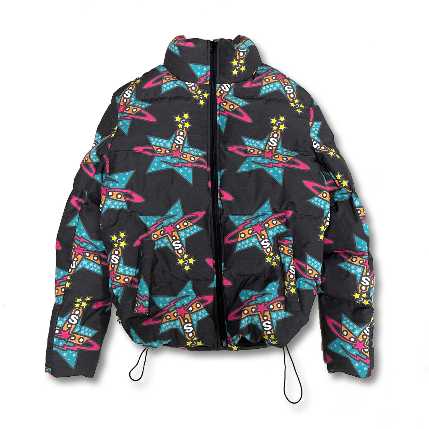 All Over Star Print Puffer Black – Sukamii